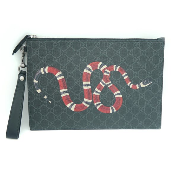 Gucci | Bags | Gucci Gucci Kingsnake Gg Supreme Clutch Bag Second Black ...